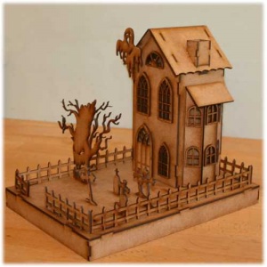 Haunted House with Graveyard - MDF Wood Kit